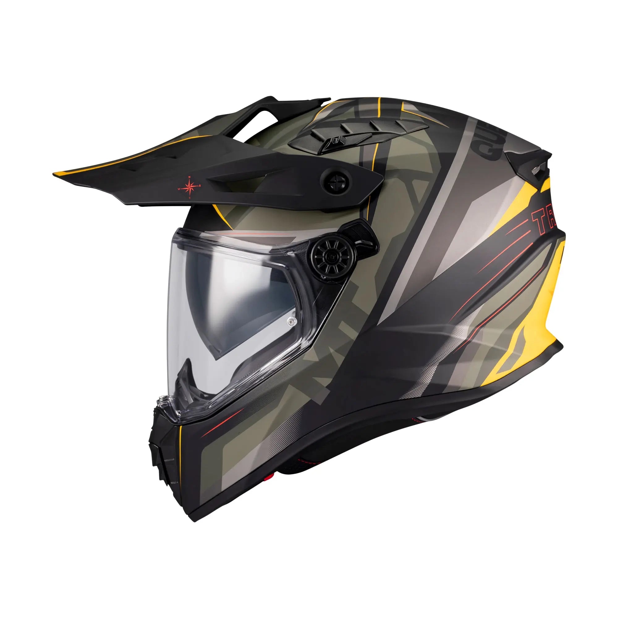 MT Track SV Questor B6 Motorcycle Adventure Helmet Matt Khaki Yellow ...